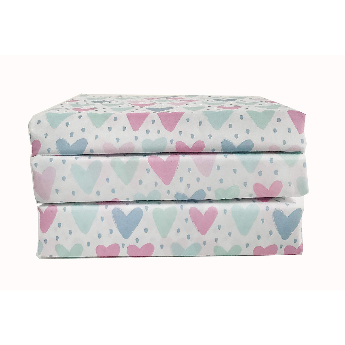 Sleeping Partners 3-Piece Hearts Sheet Set | 1 Twin Flat Sheet, 1 Twin Fitted Sheet & 1 Queen Pillowcase | 100% Super Soft Microfiber Polyester | Soft, Smooth & Durable | Ideal for Kids | Multicolor