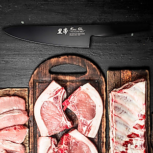 PERFIN Titanium Coated Stylish 8 Inch Chef Knife Made from German High Carbon Stainless Steel for Kitchen and Cooking Needs Lightweight Hygienic