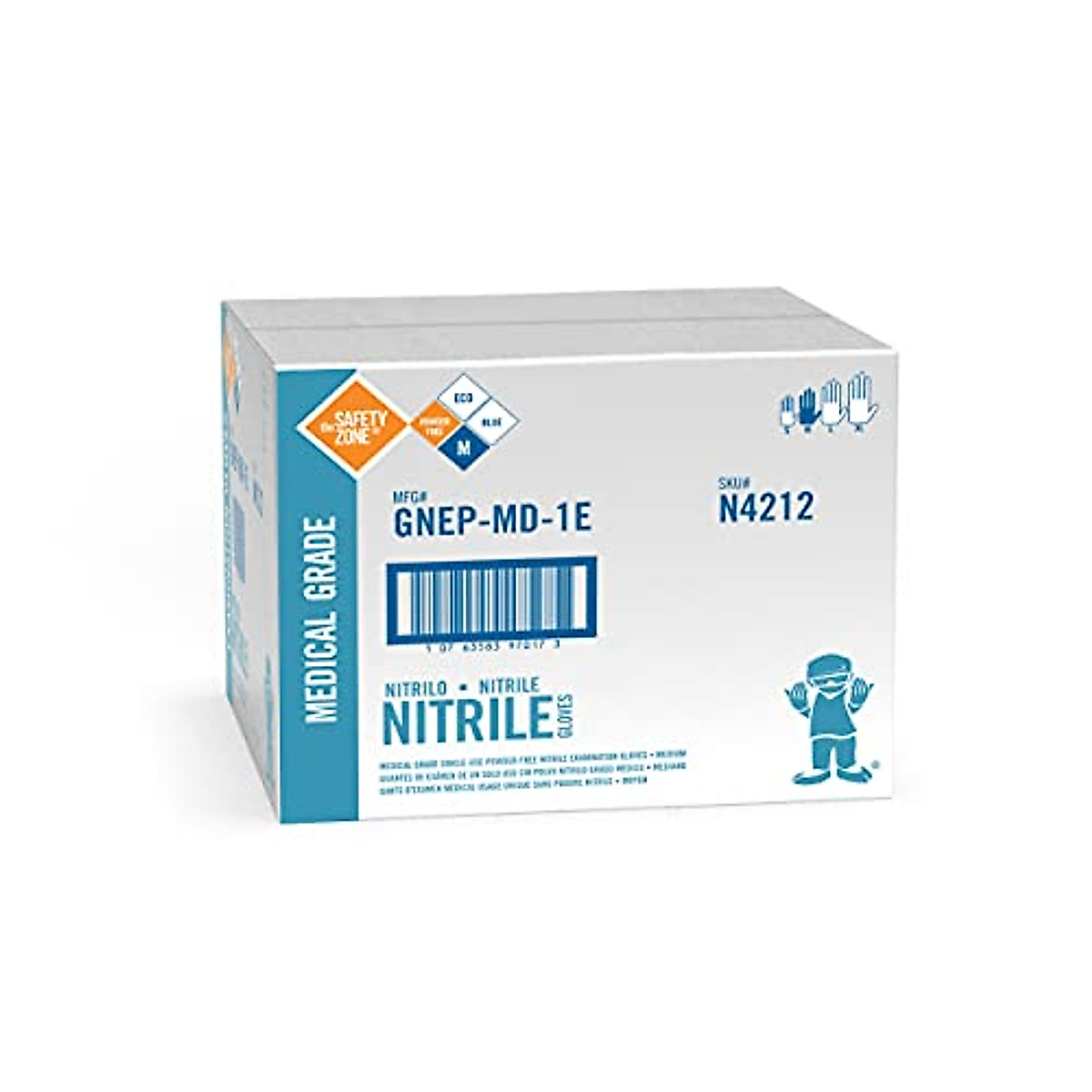 The Safety Zone GNEP-MD-1E Nitrile Exam Gloves, Blue, case of 1000, Medium