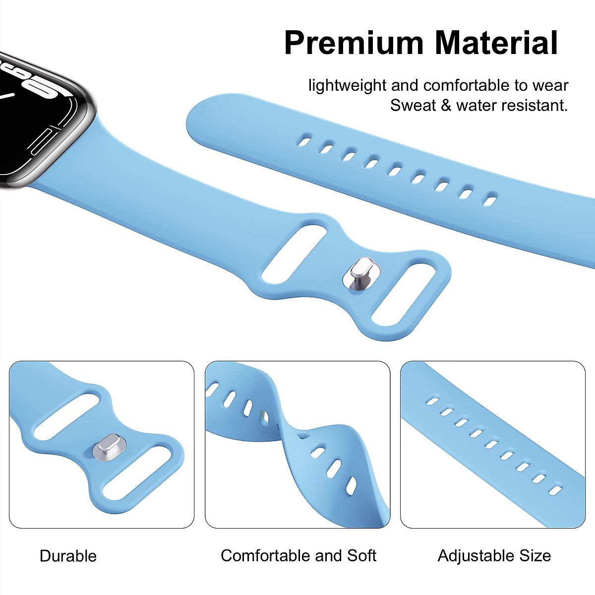 (6 Pack) Sport Band Compatible with Apple Watch Bands 38mm 40mm 41mm 42mm 44mm 45mm 49mm, Soft Silicone Replacement iwatch Strap Bands Compatible for Apple Watch Ultra SE Series 8 7 6 5 4 3 2 1 Men