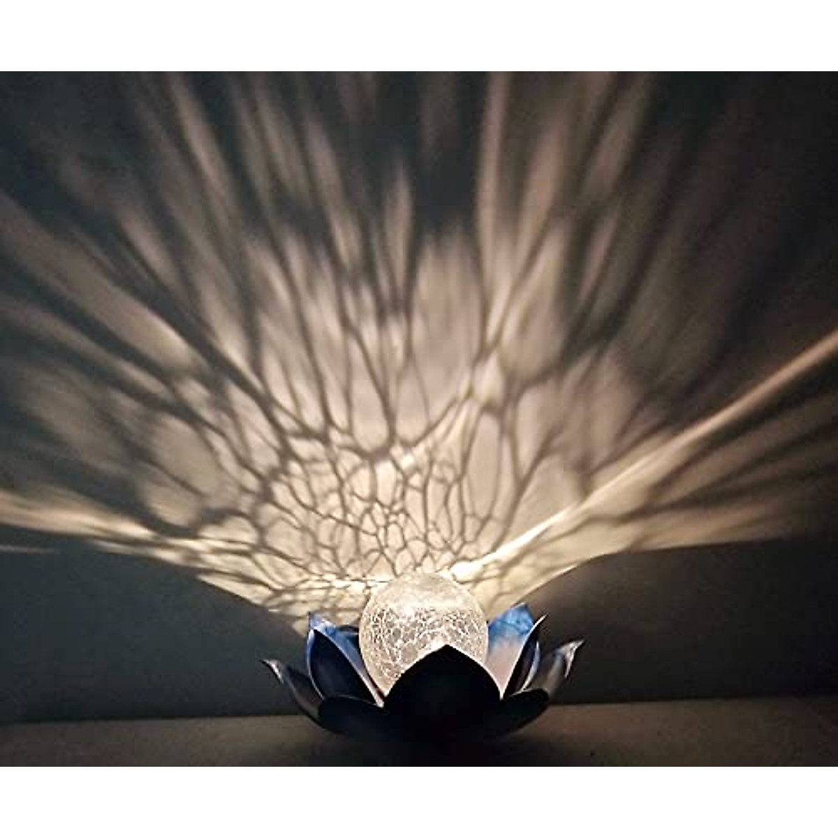 JFRISING Solar Light Outdoor Metal Glass Flower Decorative Waterproof Garden Light LED Lotus Flower Table Lamp
