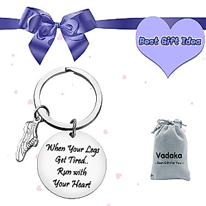 Funny Fitness Gym Gift Keychain Workout Gift Runners Gift for men Women Inspirational Gift Gym Trainer Jewelry When Your Legs Get Tired,Run with Your Heart Key Chain Keyring Workout Jewelry