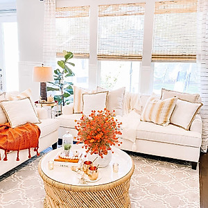 Uieke 6 Bundles Artificial Fall Flowers UV Resistant No Fade Faux Autumn Plants Fake Indoor Outdoor Greenery for Garden Wedding Party Home Sidewalk Trim Outside Hanging Planter Décor Autumn Orange