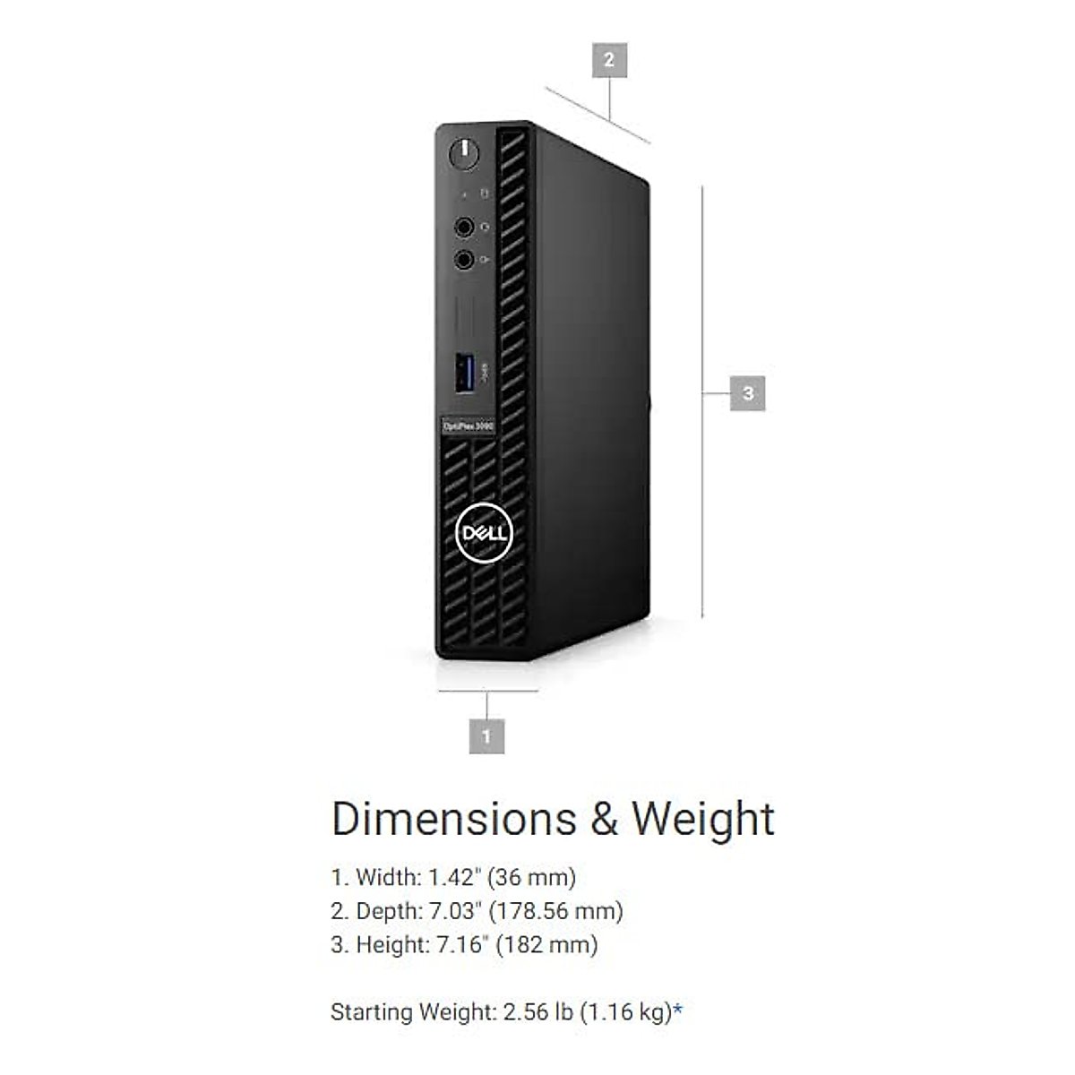 Dell 2022 Newest Optiplex 3090 Micro Form Factor Business Desktop, Intel Core i5-10500T, 16GB RAM, 1TB PCIe SSD, DisplayPort, RJ-45, Wi-Fi 6, Bluetooth, Wired Mouse&Keyboard, Windows 11 Pro, Black