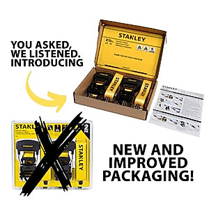 STANLEY S1007 Black/Yellow 1.5" x 16' Ratchet Tie Down Straps - 1,100 lb Safe Working Load / 3,300 lb Break Strength, 2 Pack