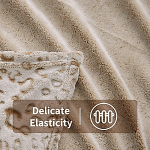 FY FIBER HOUSE Flannel Fleece Throw Blanket, Lightweight Cozy Plush Microfiber Bedspreads for Adults,60"X80",Brown Leopard