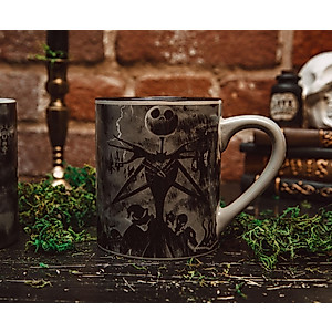 Disney The Nightmare Before Christmas Stormy Night Ceramic Mugs, Set of 2 | BPA-Free Small Coffee Cups