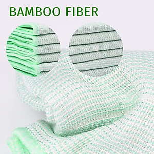Aimisin 100% Bamboo Kitchen Dish Cloths, Green Washcloths Dish Towels, Ultra Absorbent Fast Drying, Strongly Removes Oil and Dirt, Reusable Environmentally Friendly Rags. 6Pcs, 11.8''x11.8''