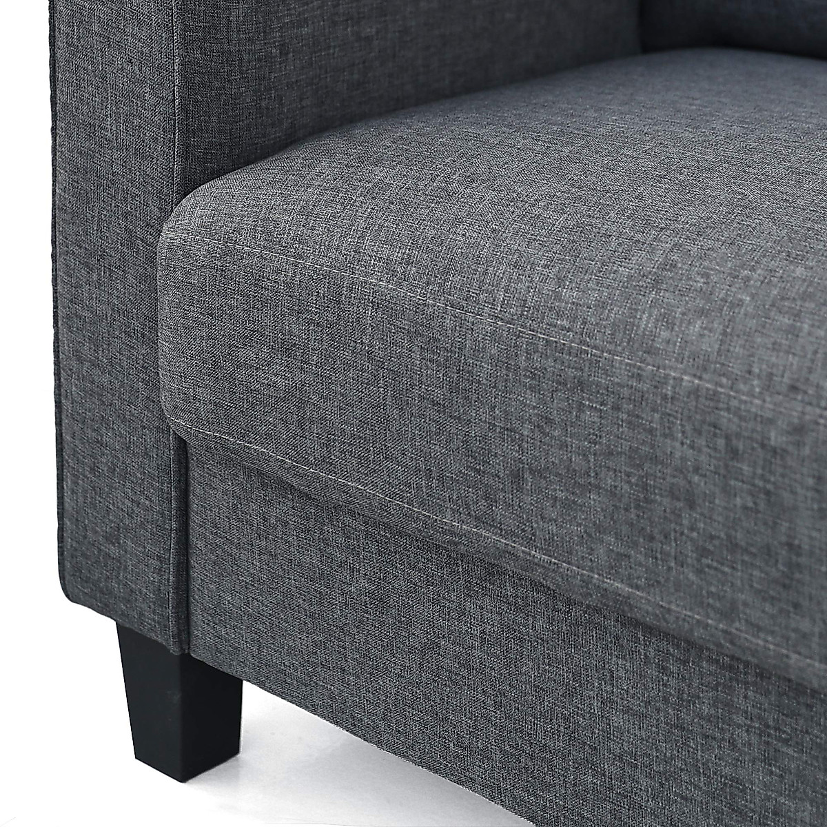 Furinno Bayonne Modern Upholstered Loveseat/Sofa Couch for Living Room, Gunmetal