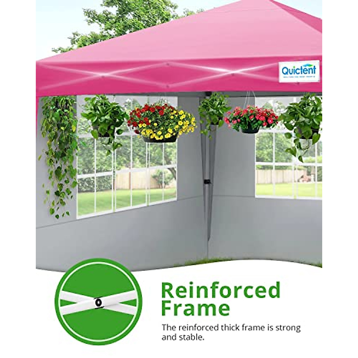 Quictent Upgraded 10'x10' Pop up Canopy Tent with Detachable & Interchangeable Sidewalls Instant Outdoor Gazebo Ez Party Tent Enclosed Waterproof (Pink)