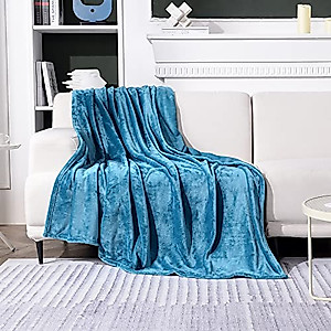 SOCHOW Flannel Fleece Blanket Throw Size, All Season Lightweight Super Soft Cozy Blanket for Bed or Couch, Teal Green, 50x60 inches