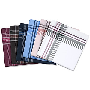 URAQT Men's Handkerchiefs, 12 Pack Soft Gents Hankies Set, Mens Premium Handkerchiefs Assorted Pocket Square Hankies for Men Women, Classic Hankie for Grooms, Weddings, Graduation Gifts