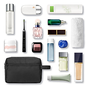 DLEPGM Toiletry Bag for Men and Women, Portable Travel Makeup Bag, Water-resistant Shaving Bags for Toiletries Accessories, Travel Organizer Bags with Divider and Handle(Black)