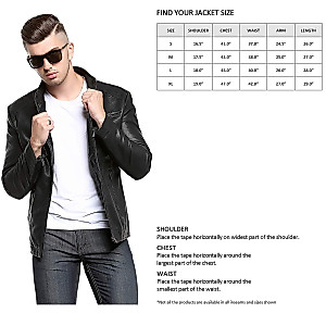 Fairylinks Men's Casual Faux Leather Jacket, Brown, Large