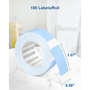 POLONO Thermal Label Maker Tape Replacement Compatible with D30, P10 E1, L1, Q1 Label Printer, Not for POLONO P31S, 15mmx40mm/0.5x1.57inch, 180 Labels/Roll, P10 Thermal Printing Label Paper (Blue)