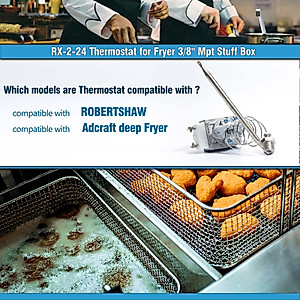 RX-2-24 Thermostat for Fryer 3/8" Mpt Stuff Box, 00-913153 Thermostat RX Series Millivolt Thermostat RX-10-24 compatible with ROBERTSHAW, compatible with Adcraft deep Fryer, 200-400F