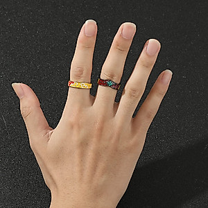 ZHUOXING Anime Demon Ring - Tanjirou Cosplay Anime Adjustable Open Rings manga Jewelry for Women (Agatsuma Zenitsu)