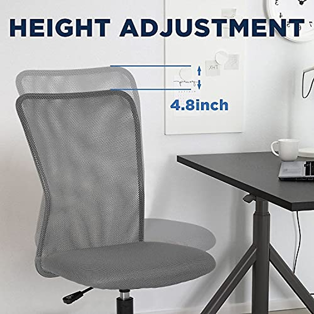 FFBag Home Office Chair Ergonomic Office Chairs Desk Chair Mid Back Support Armless Adjustable Modern Executive Rolling Swivel Computer Chair (Grey)