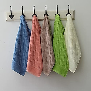 YiLUOMO Beige Hand Towel Set of 2 100% Cotton Ultra Soft Highly Absorbent Terry Striped Hand Towel for Bathroom (13" X 29")