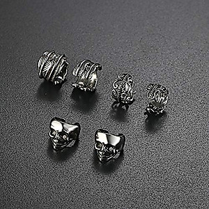 OIDEA 3pairs Stainless Steel Handmade Non-Piercing Earring Cuffs,Clip on Cartilage Piercing Earrings,Skull, Feather Charm for Halloween Cosplay