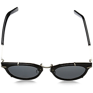 Foster Grant Women's Gia Round Sunglasses, Black/Smoke, 49 mm