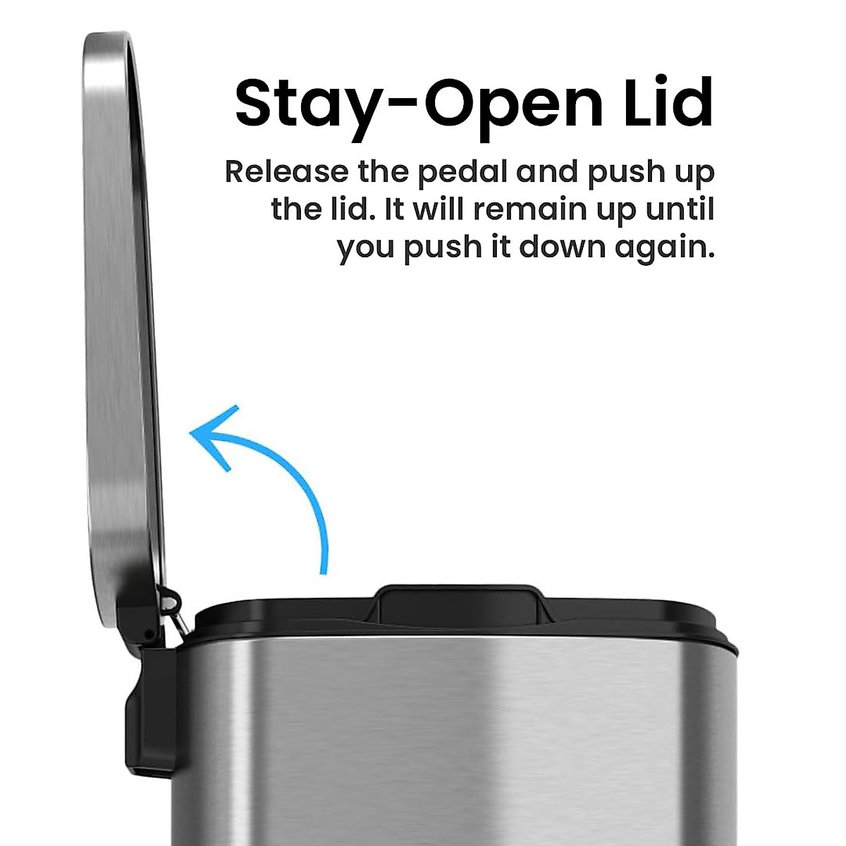 iTouchless SoftStep 13.2 Gallon Step Trash Can with Odor Filter System, Stainless Steel 50 Liter Pedal Garbage Bin for Kitchen, Home, Office, Silent and Gentle Lid Close