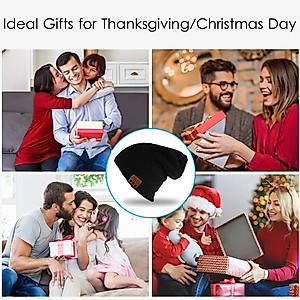 Winter Hats Wireless Beanie Hat with Headphones Smart Beanies Headset Warm Musical Headphone with Built-in Mic Handsfree for Skiing Skateboarding Jogging for Men Women Boys Girls Black