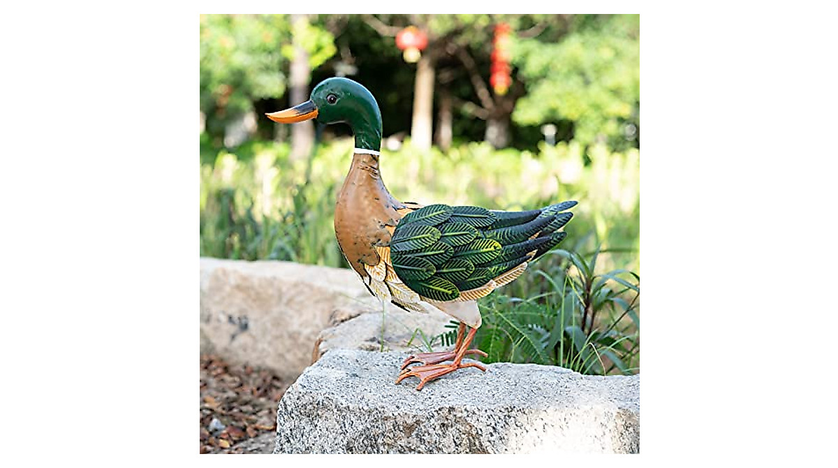 Mallard Duck Outdoor Sculpture - Garden Animal Decor | Haitianxin