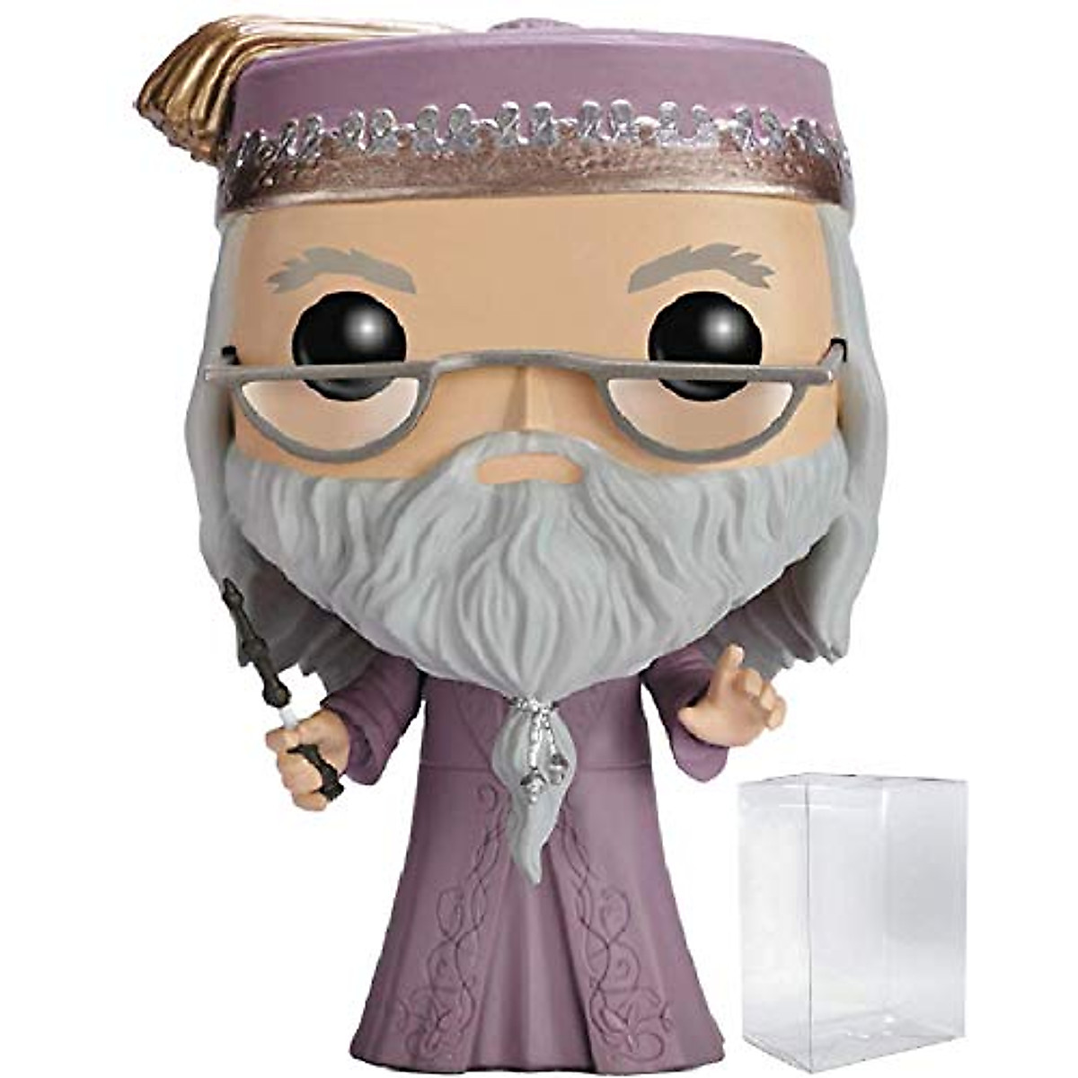 Harry Potter - Albus Dumbledore with Wand Funko Pop! Vinyl Figure (Bundled with Compatible Pop Box Protector Case), Multicolor, 3.75 inches