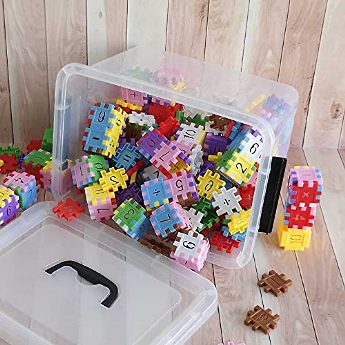 Zopnny 6-Pack 10 L Plastic Latching Box with Lid, Clear Storage Boxes Container