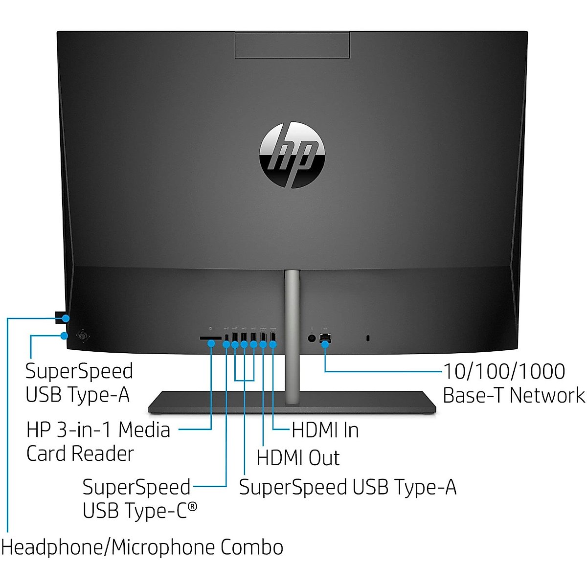 HP 23.8-inch Touchscreen All-in-One PC with Intel 10th Gen Processor, 64GB RAM, Windows 11 Pro, Bang & Olufsen Speakers, 3x USB 3.1, 3-in-1 Memory Card Reader, Keyboard/Mouse