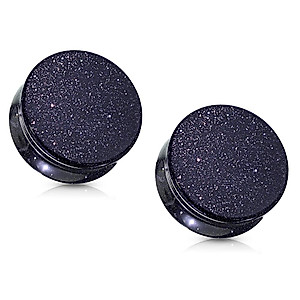 Pierced Owl Natural Blue Sand Stone Double Flared Saddle Plug Gauges, Sold as a Pair (10mm (00GA))