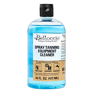 Belloccio Spray Tanning Equipment Cleaner, 16 Ounces - Fast Acting Cleaning Solution, Clean All Airbrush Spray Tanning Application Guns, Airbrushes, Equipment System Maintenace - Dried-On Tan Residue