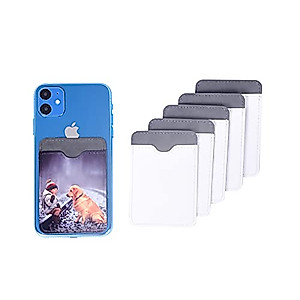 10 Pieces Sublimation Mobile Phone Wallet Card Holder Fluorescent Blank PU Leather DIY Craft (Gray)