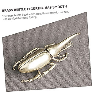 VOSAREA 2pcs Brass Ornament Beetle Model Garden Art Copper Figurines Brass Decor Brass Animal Ornament Coraline Decor feng Shui Statue Brass Statue Statues Table Decoration Delicate