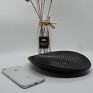 D.A.L A5 Melamine Jewelry Dish Organizer, Decorative Trinket Dish,Accent Tray for Vanity,Food Safe Dishware (Black, Stripe)