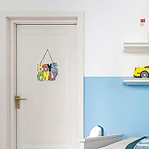 HnJOY Boys Only Wood Wall Decor Dino Paw - Dinosaur Theme Wooden Letters Plague - Children Room Decoration Animal Themed Sign - Nursery Playroom Decor for Kids Bed Room Door Hanging