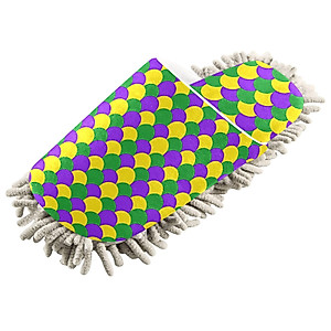 FLildon Microfiber Cleaning Slippers Mardi Gras Scales Washable Mop Shoes Slipper for Men/Women House Floor Dust Cleaner, Size L