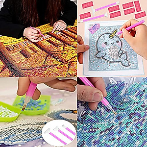 Diamond Painting Accessories & Art Tool-42 Diamond Painting Glue Clay-DIY Embroidery Wax Tacky Kit-3 Stitch Dot Paint Pen for Craft 5D Cross(64 Number Sticker,1 Tray,1 Tweezer,2 Clip,3 Seal Bag)