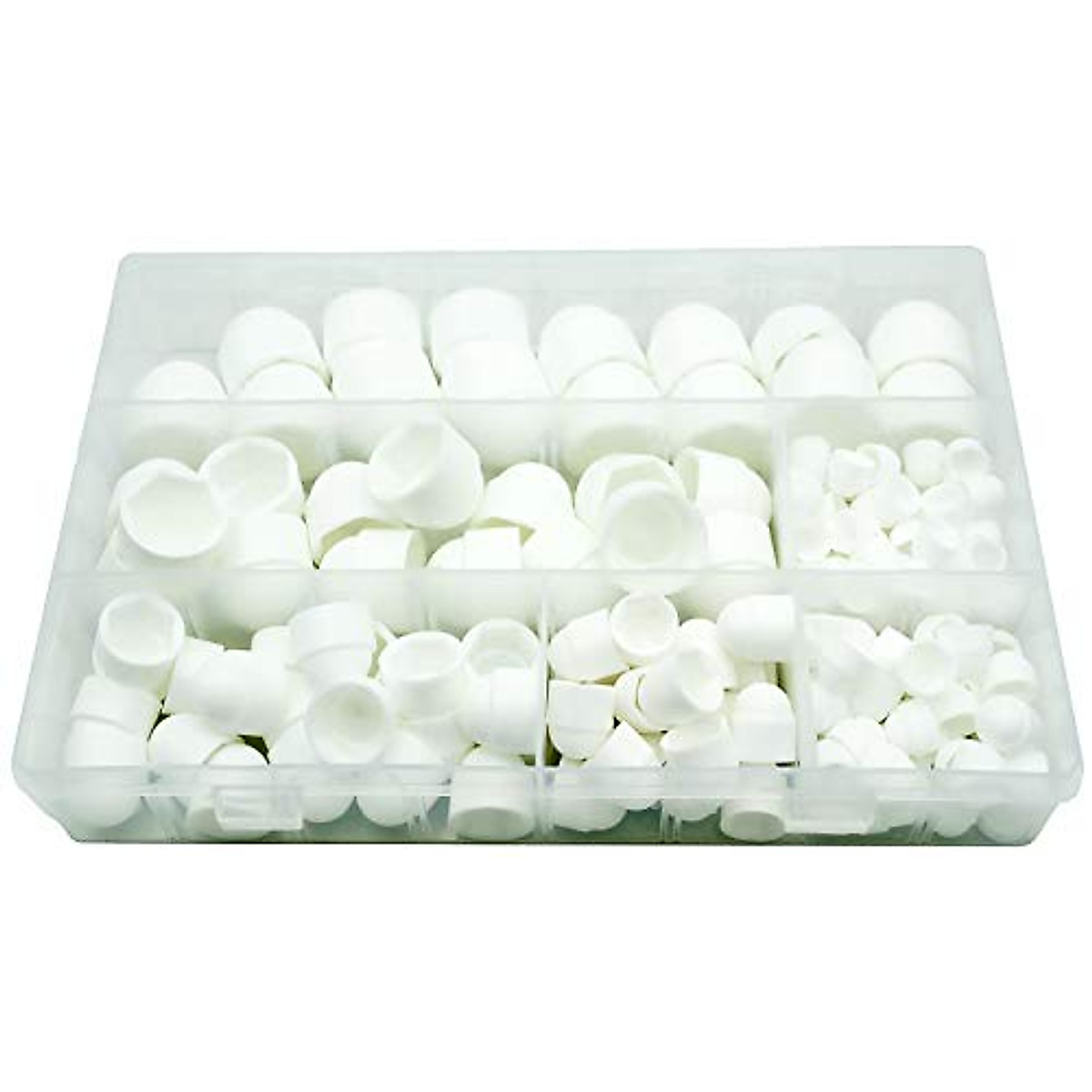 Guard4U 170Pcs 6-Sizes White Bolt Covers Screw Caps Assortment Kit,M4 M5 M6 M8 M10 M12 Plastic Acorn Dome Protection Caps for Protecting Hexagon Shaped Screws Bolts