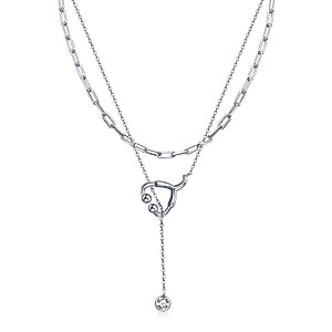 Nurse Stethoscope Necklace for Women 925 Sterling Silver Choker Necklaces Double Layered Doctor Stethoscope Pendant Doctor Nurse Medical Student Graduation Jewelry Gift