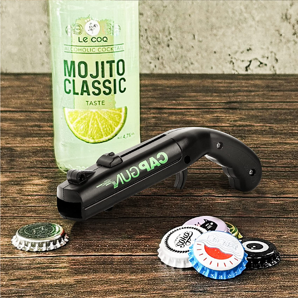 REDIVA Cap Gun Bottle Opener Launcher Shooter Funny Shoots Gun Creative Beer Opener for Drinking Game Family Party Bar Outdoor Barbecue(2Pack)