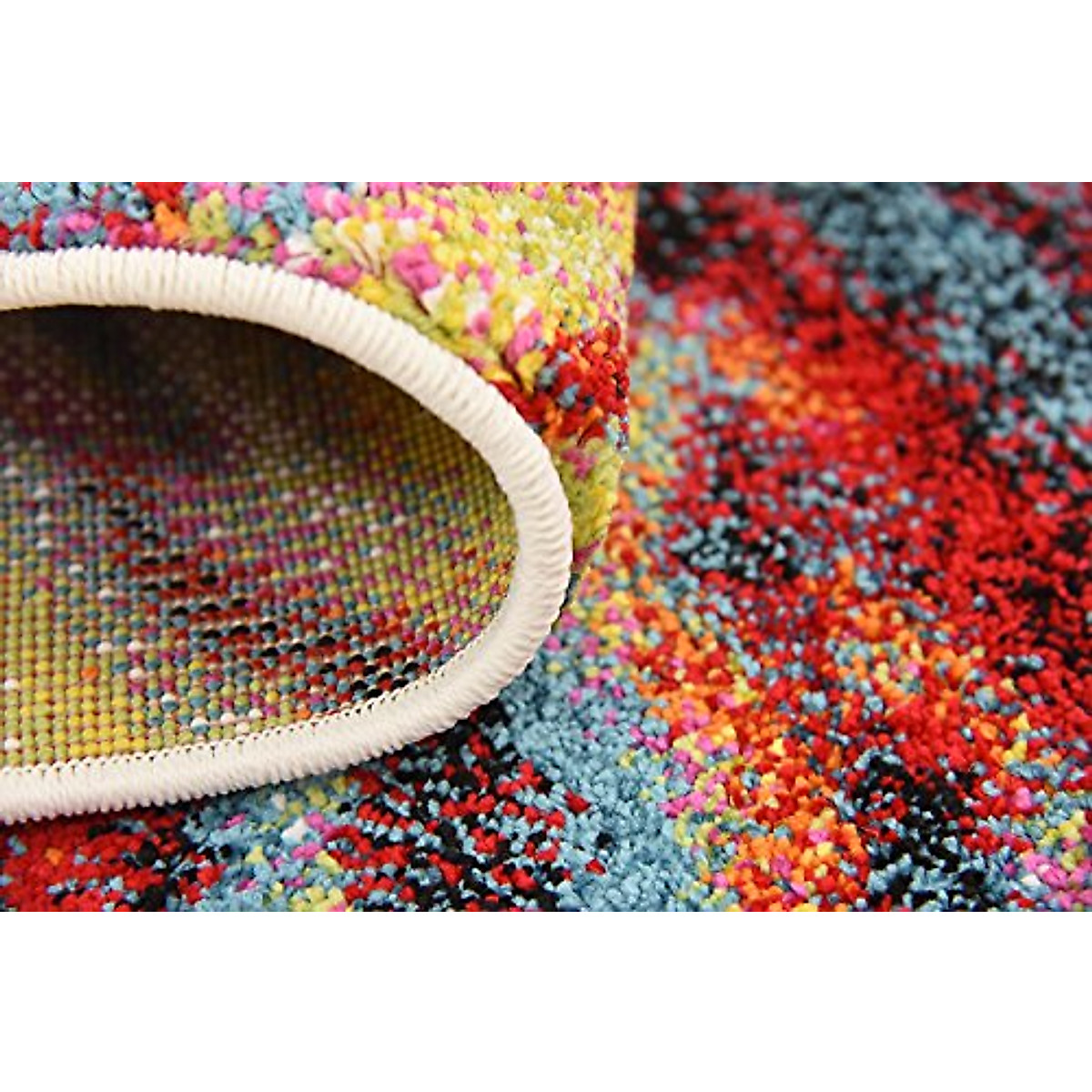 Unique Loom Lyon Collection Modern Abstract Tie-Dye Fireworks Area Rug, 5 x 8 Feet, Multi/Blue