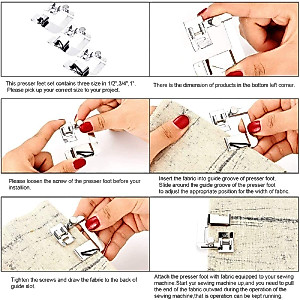 7PCS Sewing Presser Foot Kit Includes 6PCS Rolled Hem Presser Foot and 1PCS Universal General Purpose Zig Zag Foot for Most Low Shank Snap-On Singer, Brother, Babylock, Janome Sewing Machines