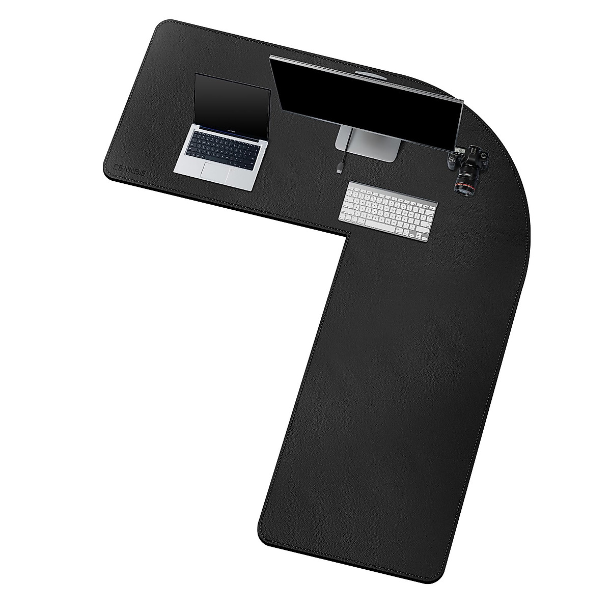 CENNBIE Dual Sided L Shaped Desk Pad,‎‎35.5x43.3x13 inches Corner Leather Desk Pad,l Shaped Desk Gaming mat,Waterproof l Shaped Leather Mouse pad,Home Office Accessories Corner Desk Mat(Black)