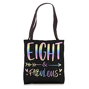 Eight And Fabulous 8th Birthday Girl Tie Dye 8 Years Old Kid Tote Bag