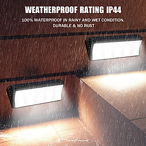 Solar Powered Deck Lights Solar Step Lights 6-Pack Wireless Waterproof Outdoor Stair Step Lights for Backyards Decks Driveway Fence Garden Garage Porch Pathway Patio Wall