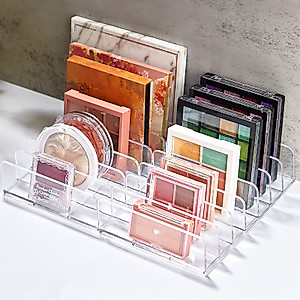 TUZAZO 2 Pack Acrylic Eyeshadow Palette Makeup Organizer - 7-Section Makeup Palette Organizer - Cosmetics Display Storage Holder for Eyeshadow Palettes Blush Contour Kits Sunglasses