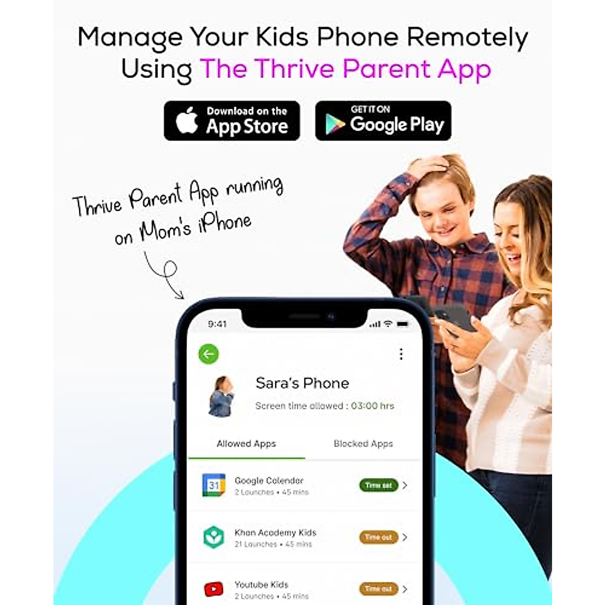 Teracube Thrive Smartphone for Kids (Age 8 to 17) - with Parental Controls, Safe Search, and Healthy Time Limits (Monthly Plan Required)