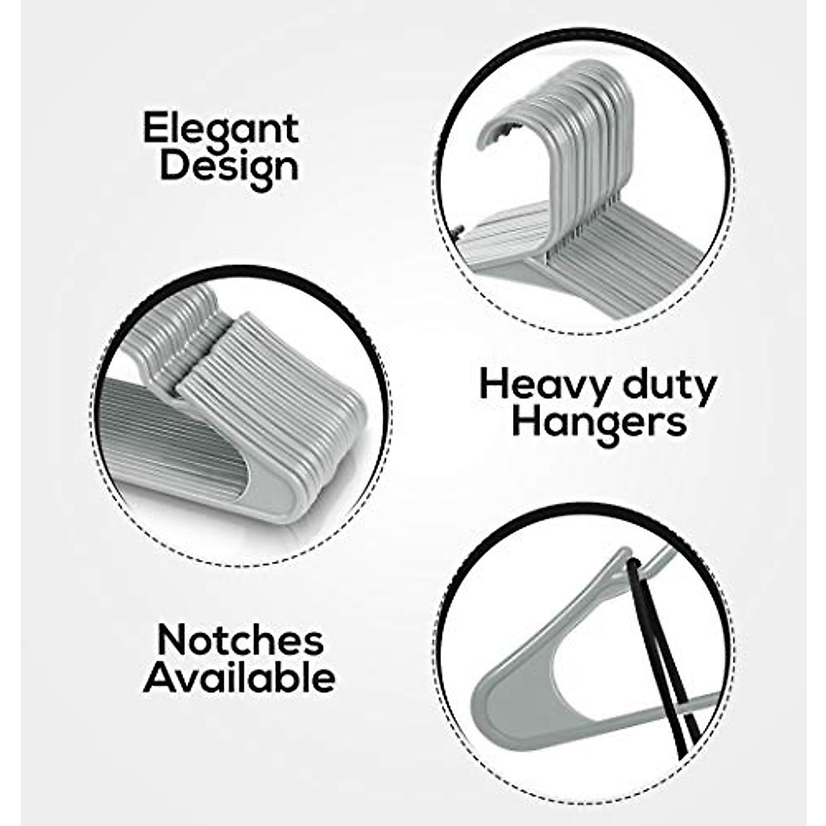 Utopia Home Plastic Hangers - Durable & Space Saving Coat Hanger - Shoulder Grooves & Hooks – Sleek and Slim Hangers for Coats, Pants, Dress (Pack of 100, Gray & White)